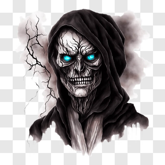 Download Grim Reaper with Blue Eyes and Black Hooded Robe PNGs Online ...