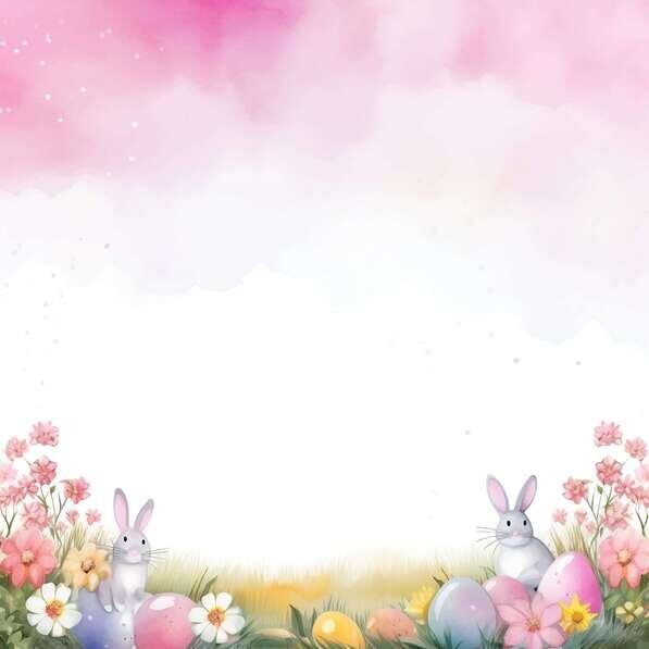 Download Spring or Easter Watercolor Background with Rabbits and Easter ...
