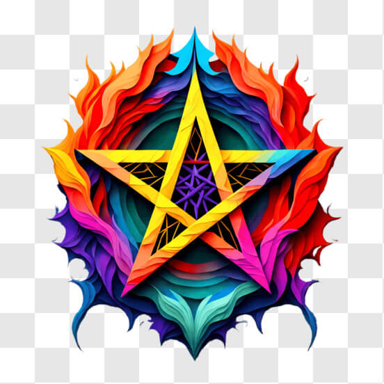 Download Colorful Pentagram Symbol in Nature PNGs Online - Creative Fabrica
