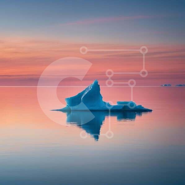Stunning Sunset View of a Single Iceberg stock photo | Creative Fabrica