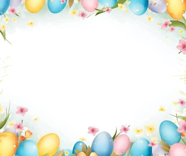 Download Colorful Easter Frame with Eggs and Flowers Backgrounds Online ...