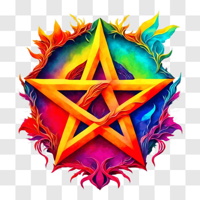 Download Colorful Pentagram Symbol with Flaming Flames PNGs Online ...