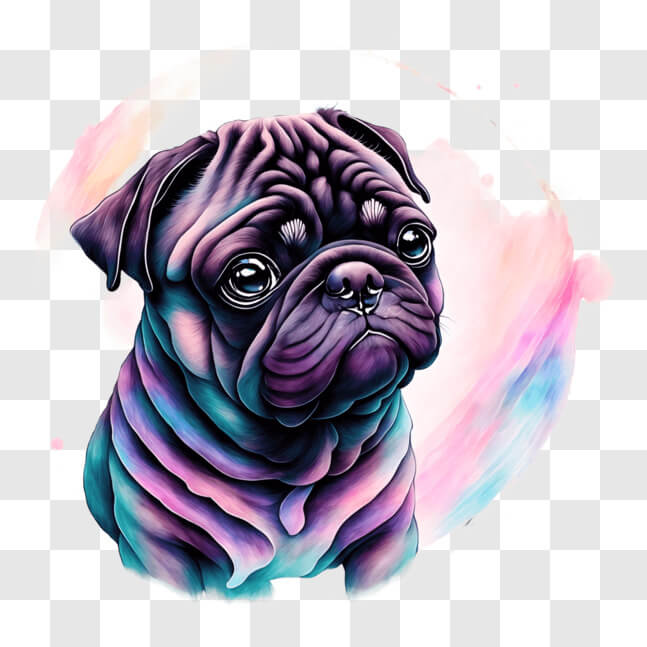 Download Colorful Pug Dog with Watercolor Background PNGs Online ...