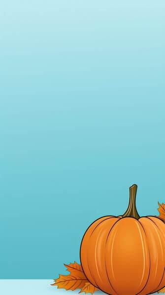 Download Autumn Pumpkin on Blue Background with Fall Leaves and ...