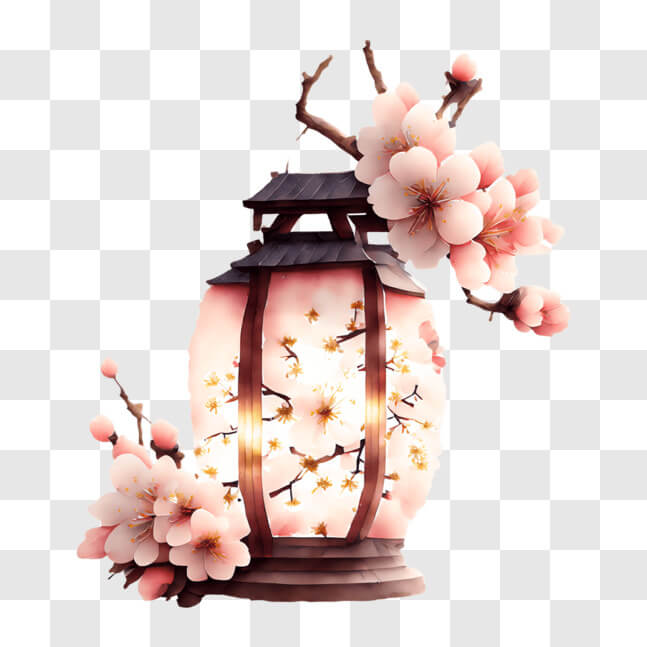 Download Pink Blossom Lantern Decoration PNGs Online - Creative Fabrica