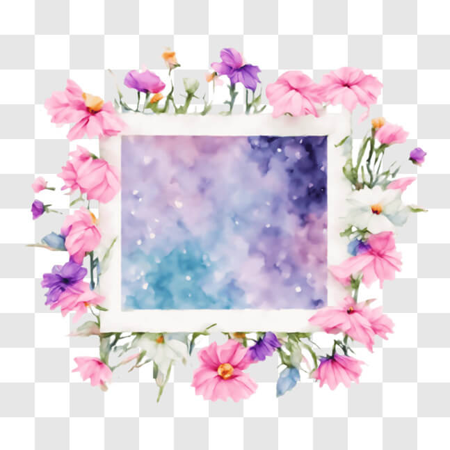 Download Pink and Purple Flower Frame PNGs Online - Creative Fabrica