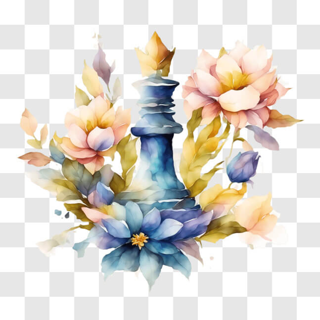 Download Blue Chess Piece with Surrounding Flowers PNGs Online ...