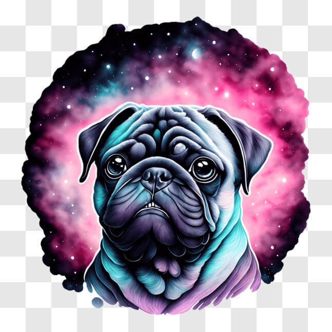 Download Pug Dog in Space with Colorful Galaxy Backgrounds PNGs Online ...