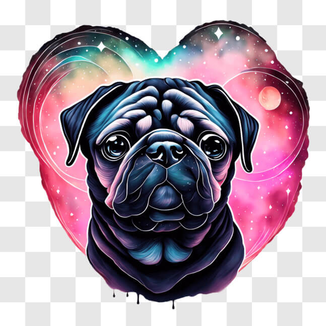 Download Abstract Space Pug Dog Art PNGs Online - Creative Fabrica