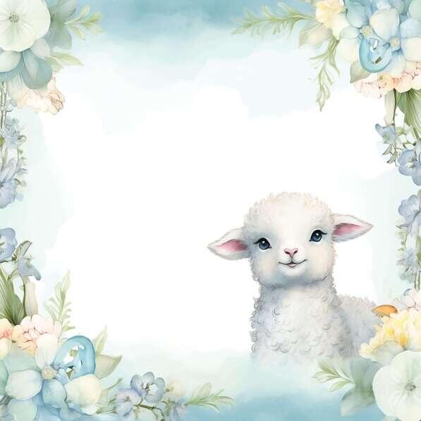 Download Easter-themed Frame with White Lamb, Flowers, and Easter Eggs ...