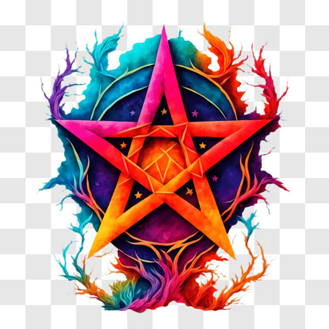 Download Colorful Pentagram with Tree Branches for Spiritual and ...