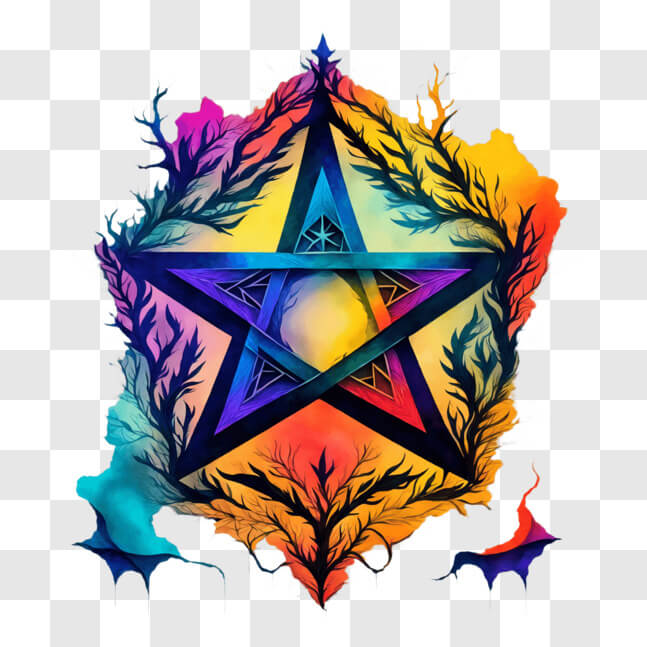 Download Colorful Pentagram Symbol in Nature PNGs Online - Creative Fabrica