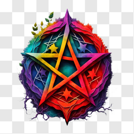 Download Colorful Pentagram with Watercolor Splashes on Black ...