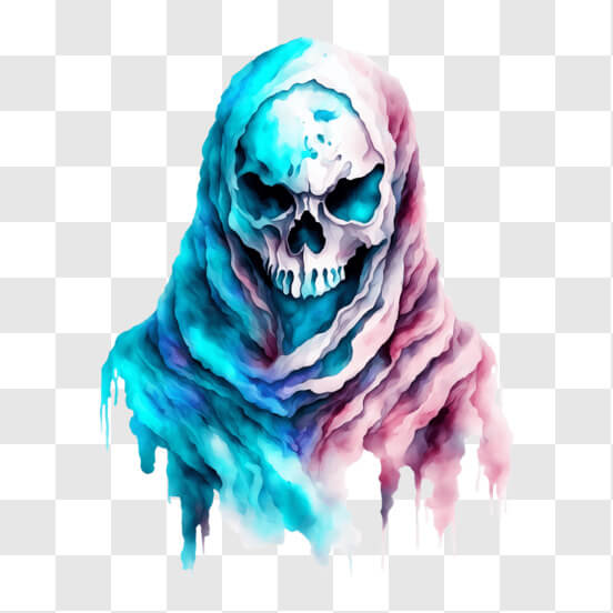 Download Skull Illustration with Blue Eyes and Dripping Paint PNGs ...