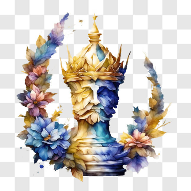 Download Chess King Painting with Flowers PNGs Online - Creative Fabrica