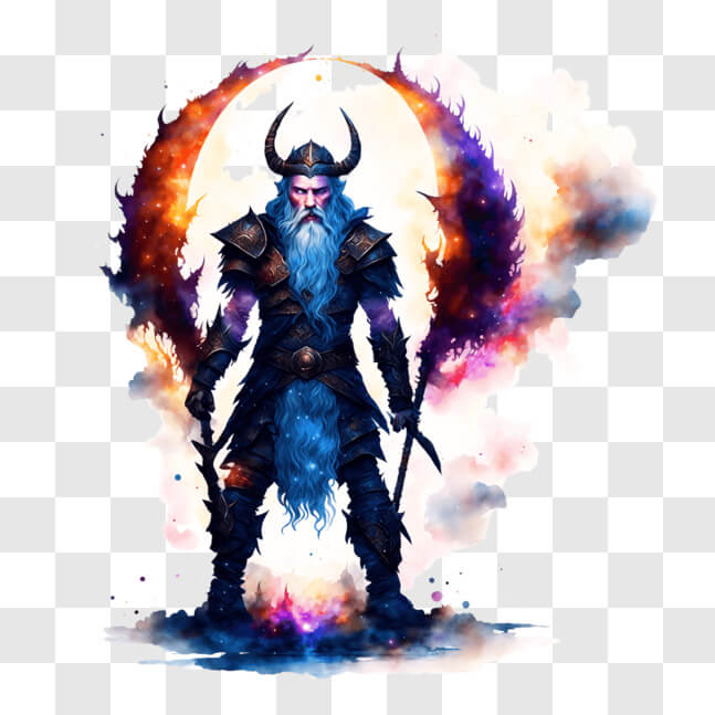 Download Illustration of a Viking with Sword and Flames PNGs Online ...