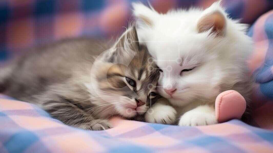 Adorable Kittens Snuggling Together stock photo | Creative Fabrica