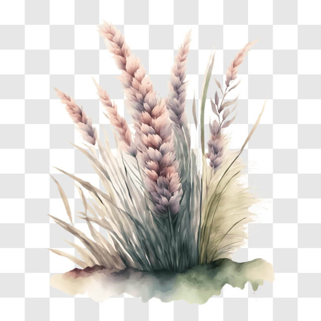 Download Vibrant Watercolor Painting of Tall Purple Grasses PNG Online ...