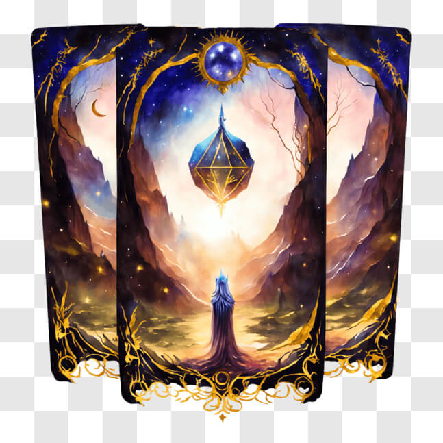 Download Tarot Cards with Nature and Stars PNGs Online - Creative Fabrica