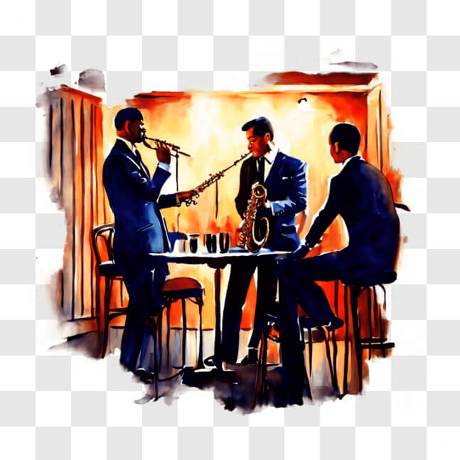 Download Painting of Jazz Musicians Playing Together PNGs Online ...