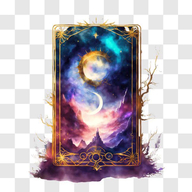 Download Tarot card with moon, stars, and planets in the background ...