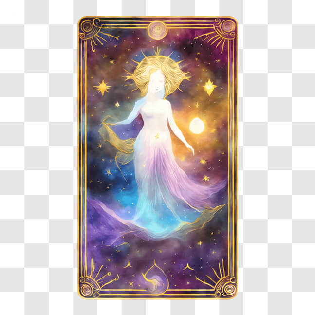 Download Woman with Stars and Planets in Tarot Card PNGs Online ...