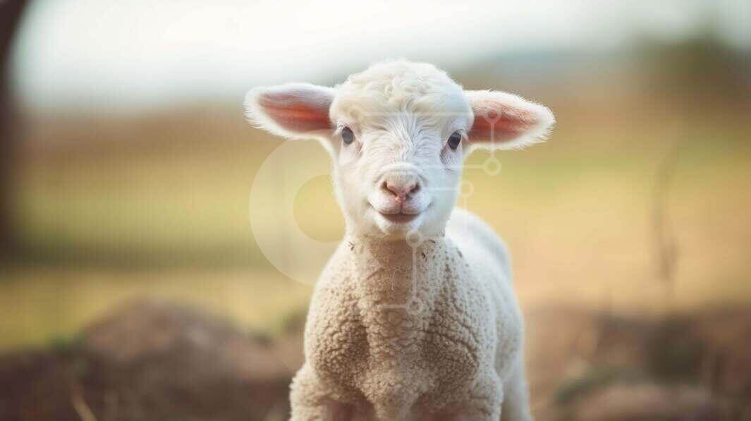 Curious Lamb in Natural Environment stock photo | Creative Fabrica