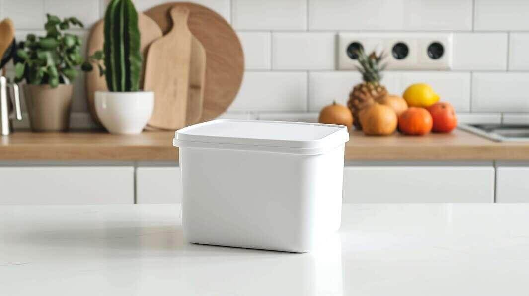Download White Storage Container in Kitchen with Fruits and Vegetables ...