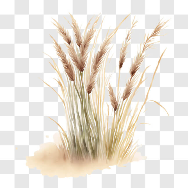 Download Watercolor Painting of Wheat Grass PNGs Online - Creative Fabrica