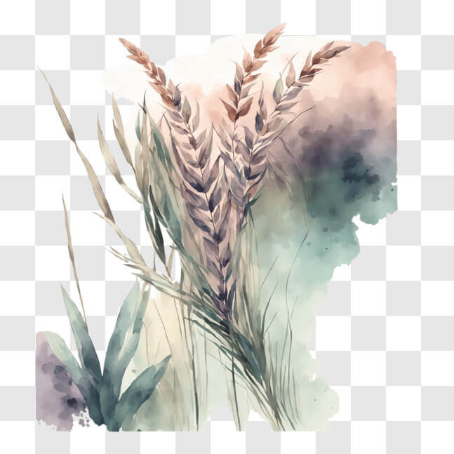 Download Watercolor Painting of Wheat and Grasses PNGs Online ...