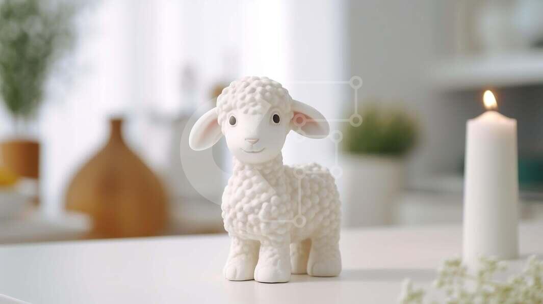 Charming White Lamb Figurine in Interior Setting stock photo | Creative ...