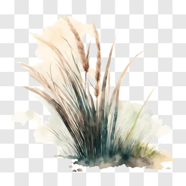 Download Watercolor Painting of Tall Grasses PNGs Online - Creative Fabrica