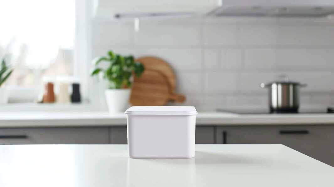 Download White Storage Container on Kitchen Counter Mockups Online ...