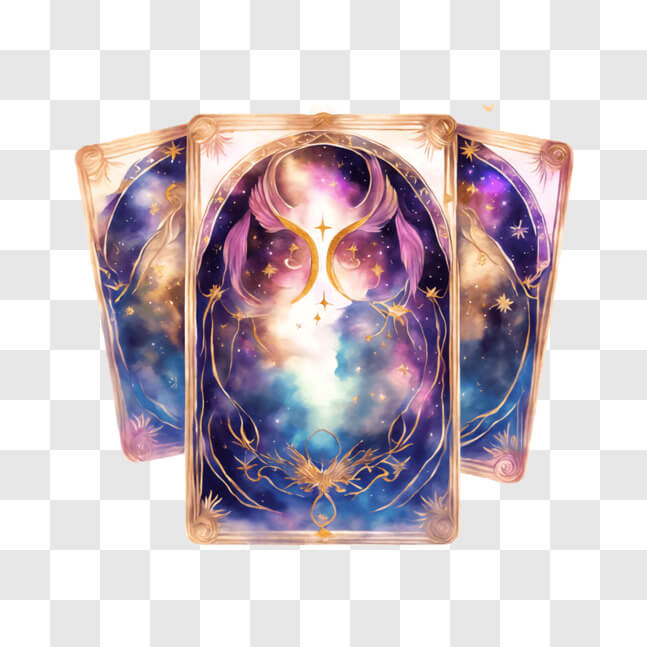 Download Three Tarot Cards with Constellation and Star Designs PNGs ...