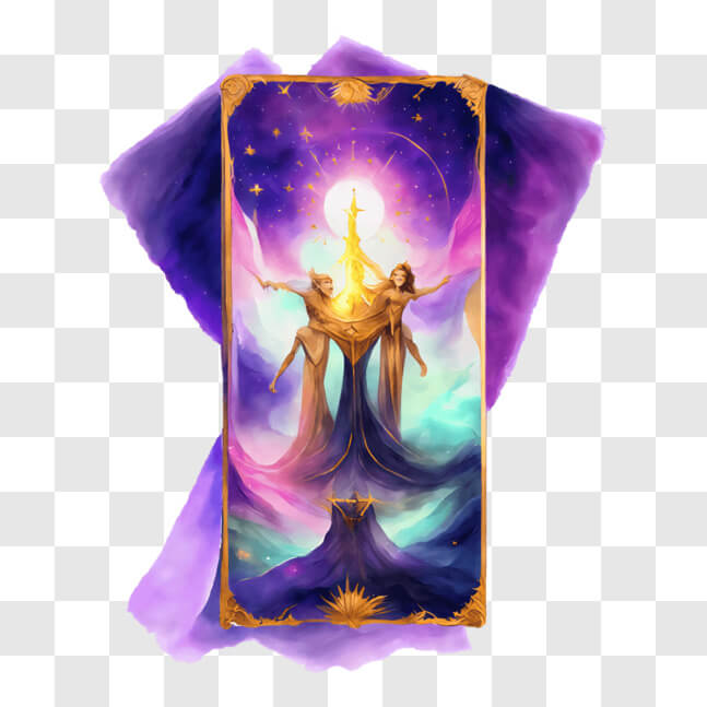 Descarga Dos mujeres en un fondo morado con sol y estrellas PNGs En ...