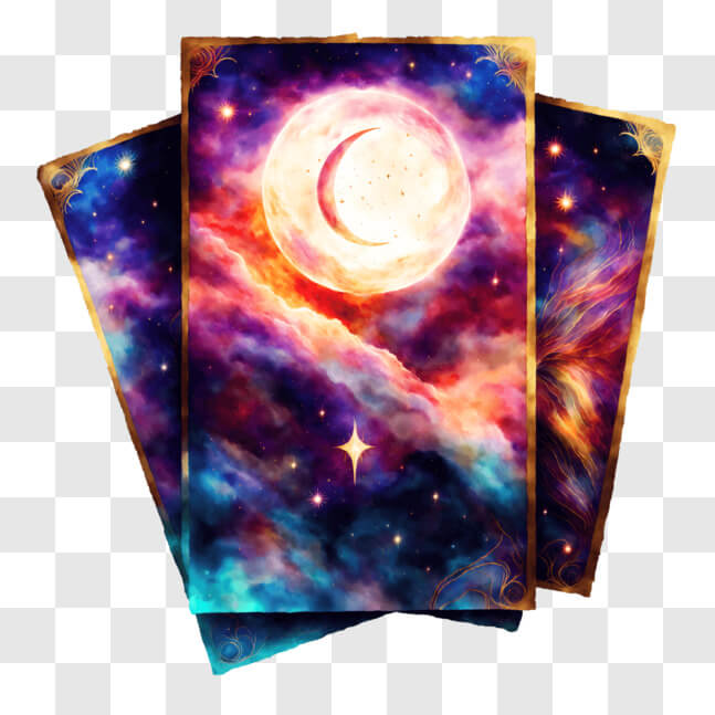 Download Tarot Cards with Moon, Stars, and Planets Background PNGs ...
