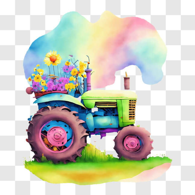 Download Colorful Tractor with Flowers in Cab for Farming or Gardening ...