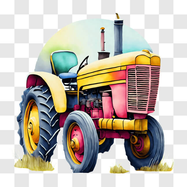 Download Colorful Hand-Painted Old-Fashioned Tractor Drawing PNGs ...