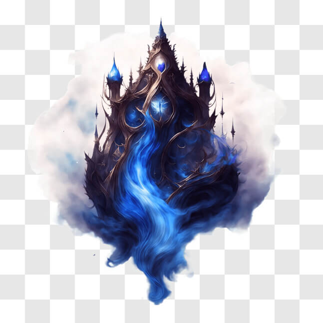 Download Fantasy Castle with Blue Smoke and Water Flowing PNGs Online ...
