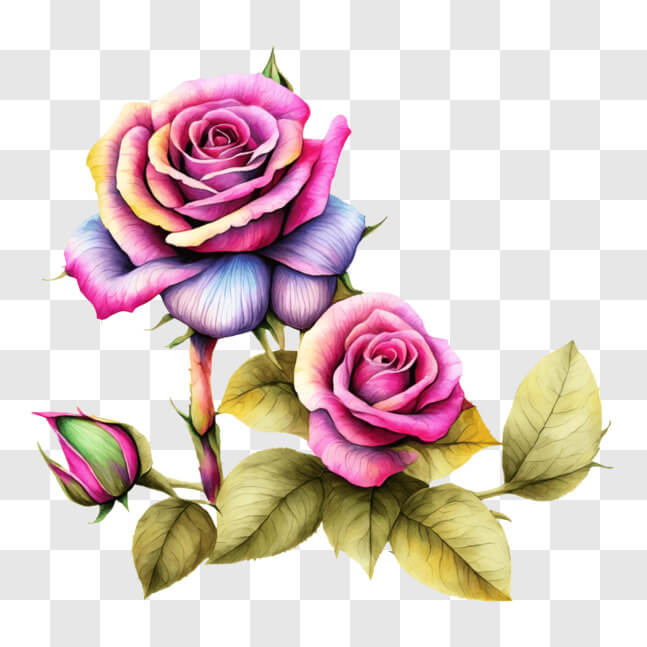 Download Beautiful Pink and Purple Roses in Bloom PNG Online - Creative ...