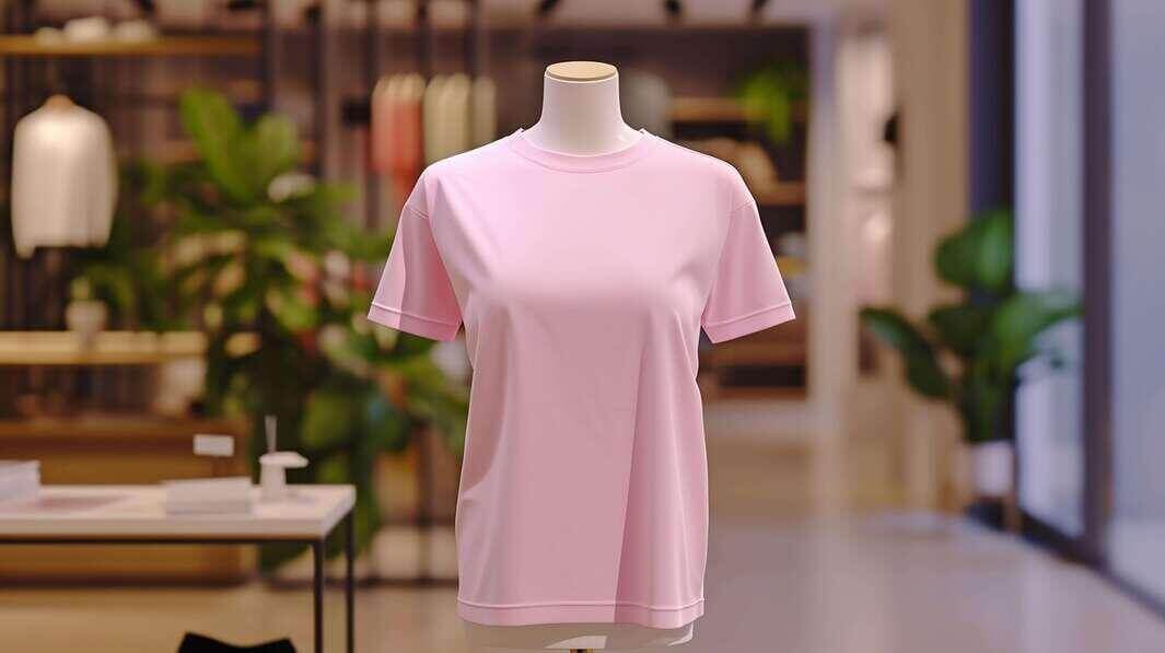 Download Pink Mannequin Shirt on Display in an Empty Store Mockups ...