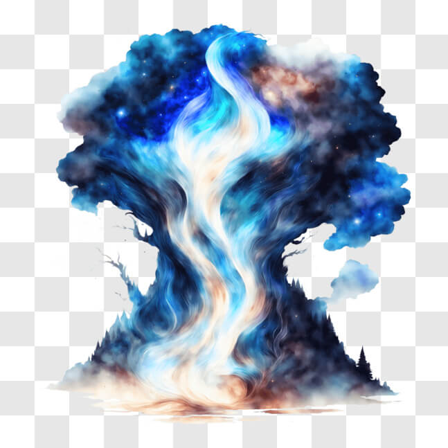Download Magical Tree with Blue and White Smoke PNGs Online - Creative ...