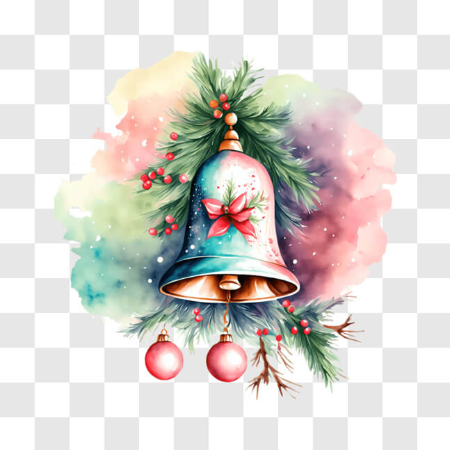 Download Holiday Bell Watercolor Painting with Festive Decorations PNGs ...