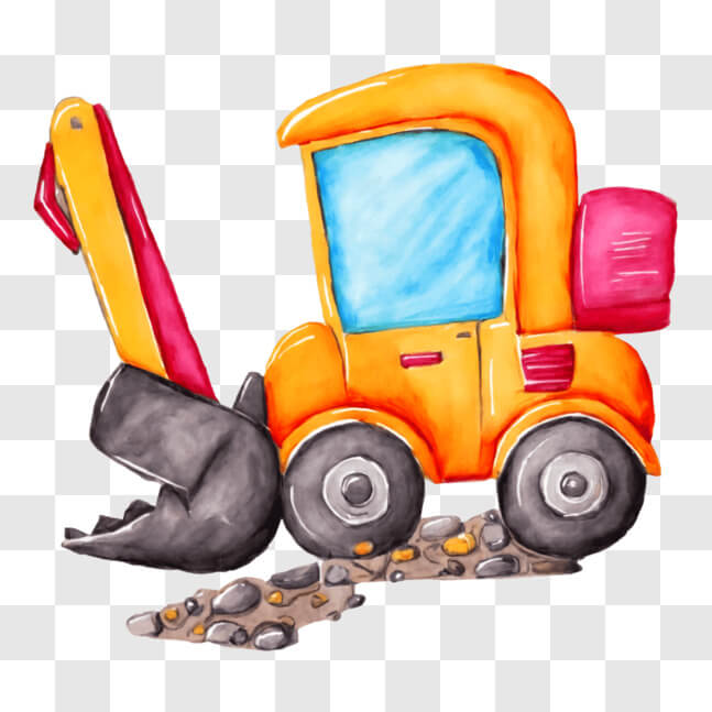 Download Cartoon Orange Excavator Digging PNGs Online - Creative Fabrica