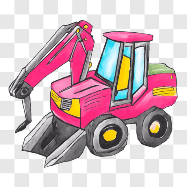 Download Bright Pink Excavator for Construction and Industrial Use PNGs ...