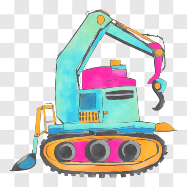 Download Colorful Excavator Drawing for Construction Enthusiasts PNGs ...