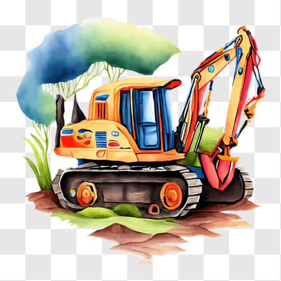 Download Colorful Excavator Drawing on Black Background PNGs Online ...