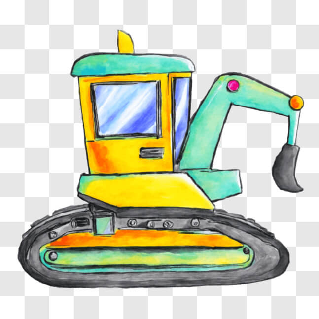 Download Colorful Excavator Drawing for Construction and Landscaping ...