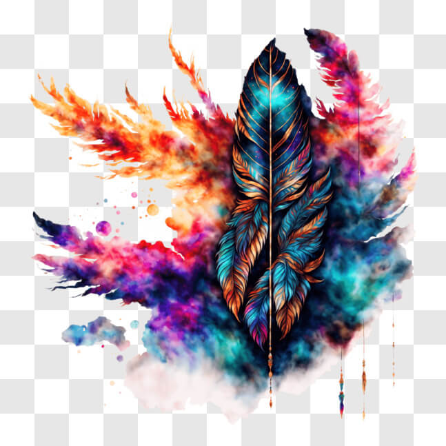 Download Abstract Painting of Colorful Feather - Native American ...
