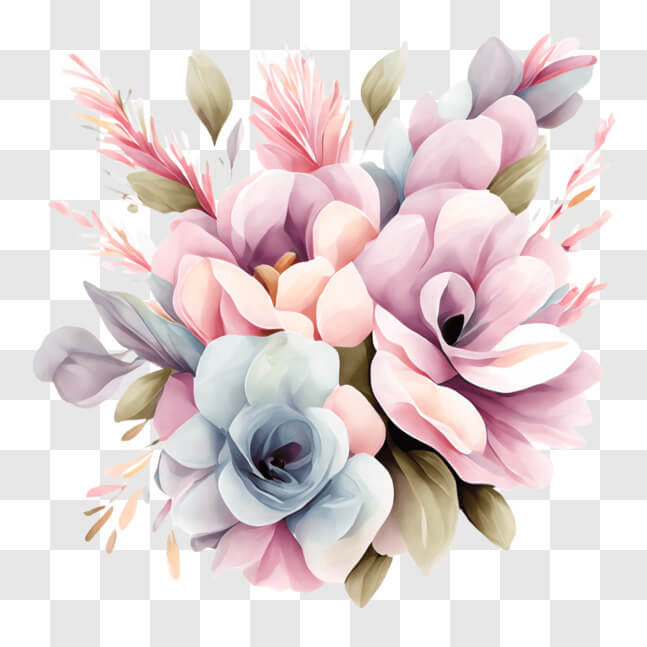 Download Colorful Flower Bouquet in Upside-Down Vase PNGs Online ...